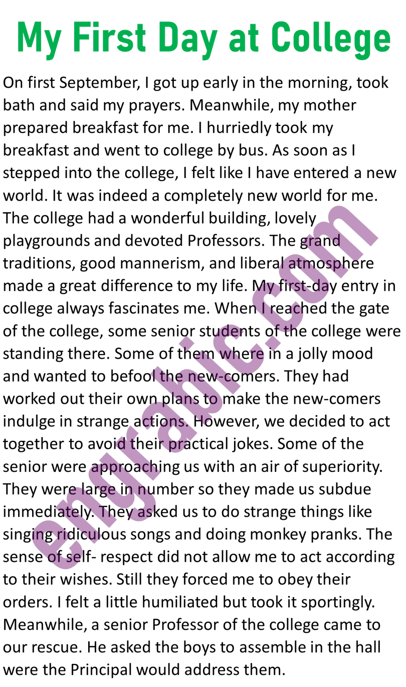 My First Day at College Essay | 2nd Year, 1st Year | 1000 Words - Engrabic