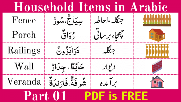 Household Items in Arabic | Arabic Vocabulary | Household Items List ...
