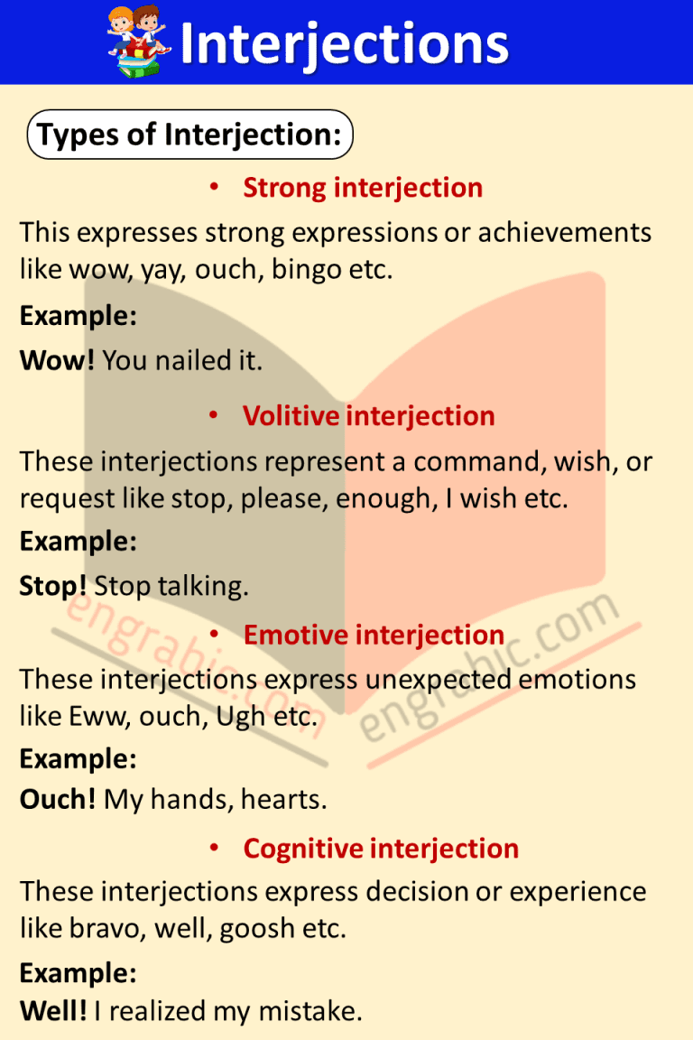 Interjections - Definition, Rules and Examples - Engrabic